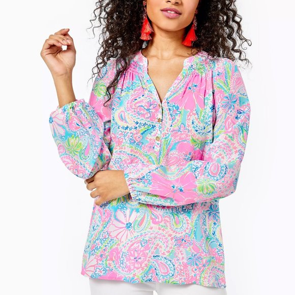 Lilly Pulitzer | Tops | Lilly Pulitzer Elsa Top Multi Flock Full Of Fun ...